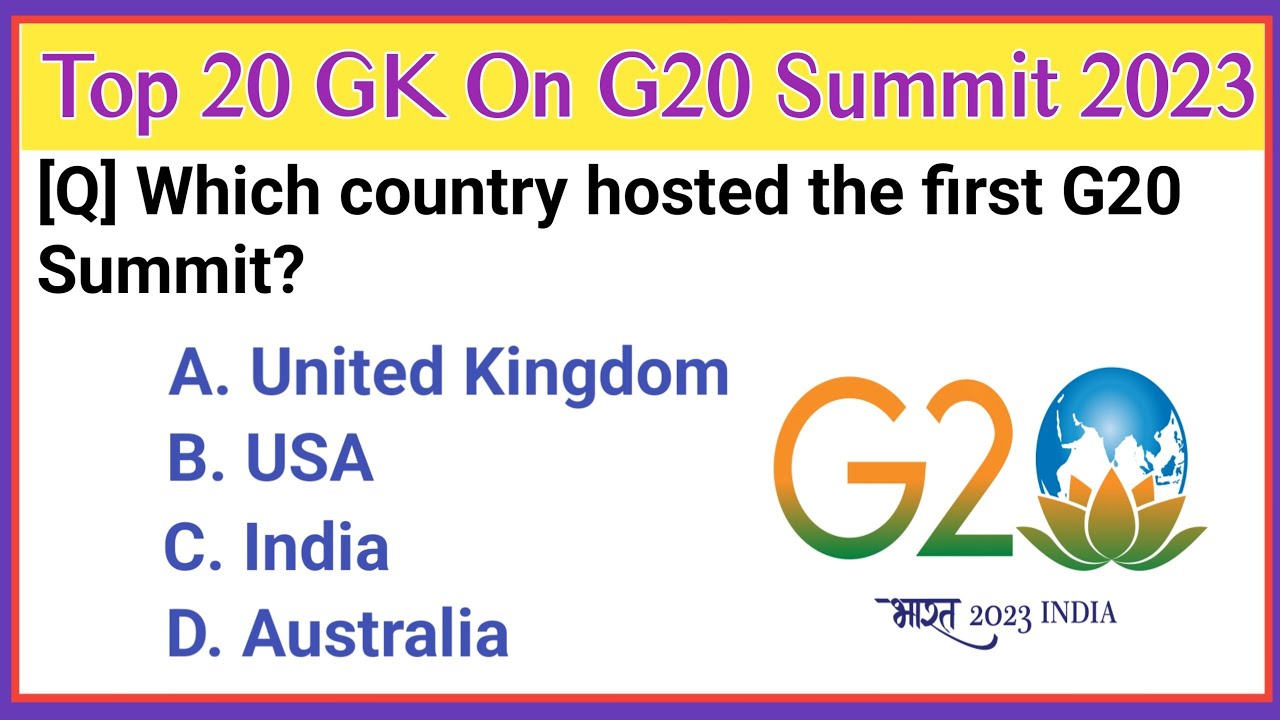 G20 SUMMIT 2023| GK Questions And Answers | GK questions in English| GK ...