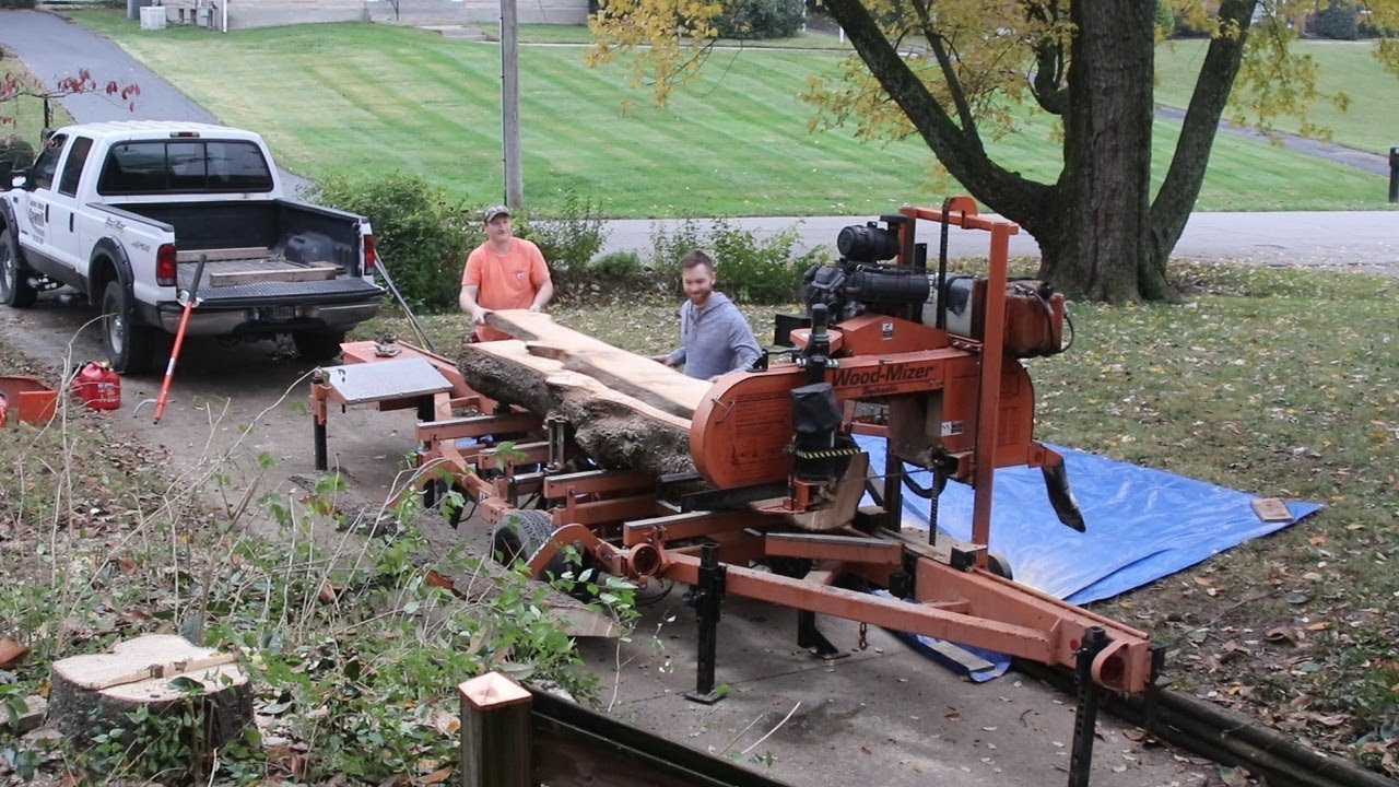 Cutting Slabs from Magnolia tree - Wood-Mizer goes Urban! - YouTube