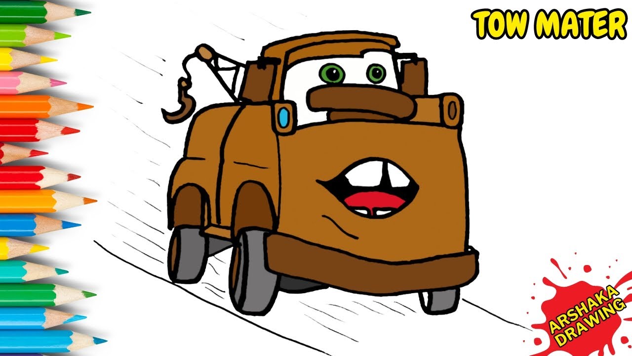 How to Draw Tow Mater Truck from Pixar Cars | Arshaka Drawing - YouTube