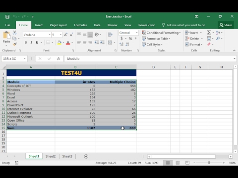 Select the cell range A3:C15 and apply the Table Style, Light 20 style ...