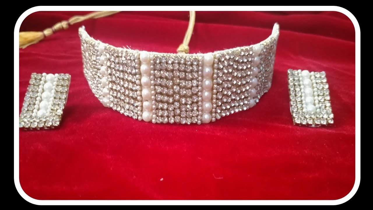 DIY stone choker|| How to make stone line choker at home|| Choker ...