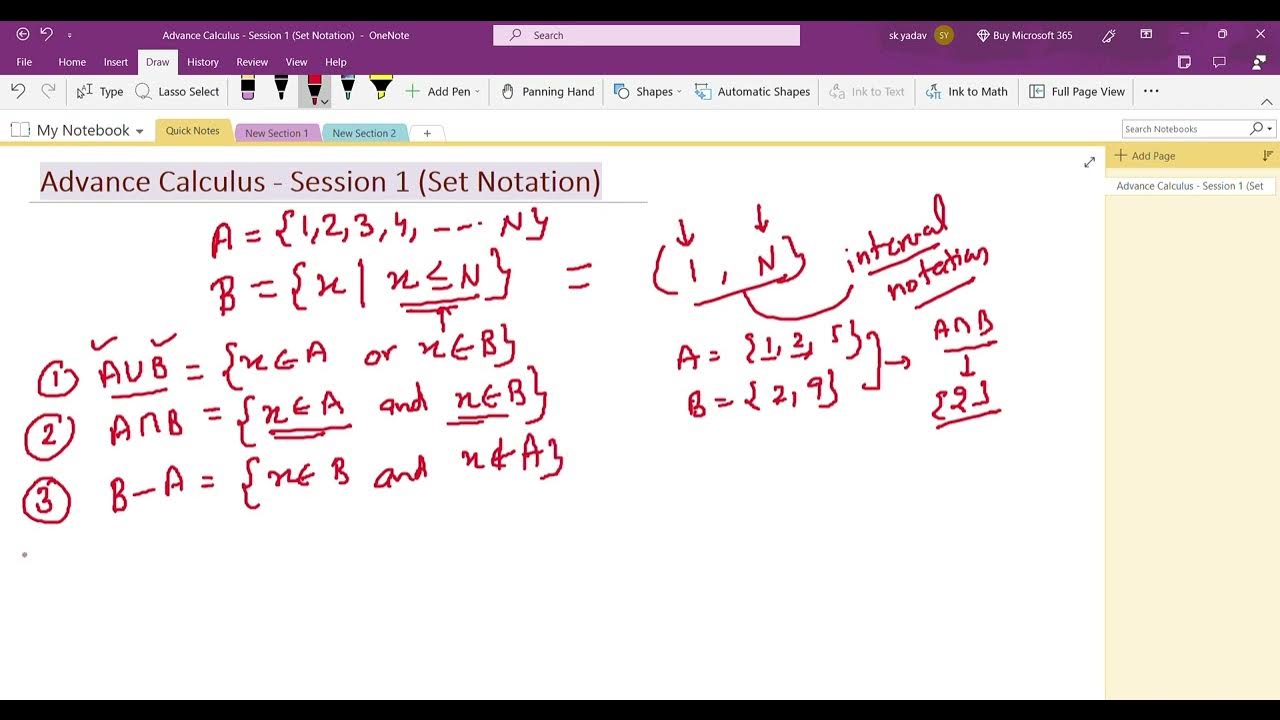 Advance calculus session 1 (Set Notation) - YouTube