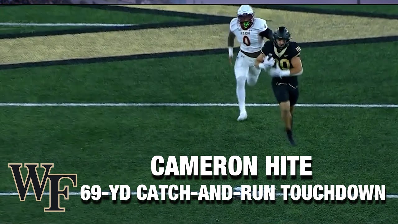 Wake Forest's Cameron Hite With A Nice 69-Yard Catch-And-Run Score ...