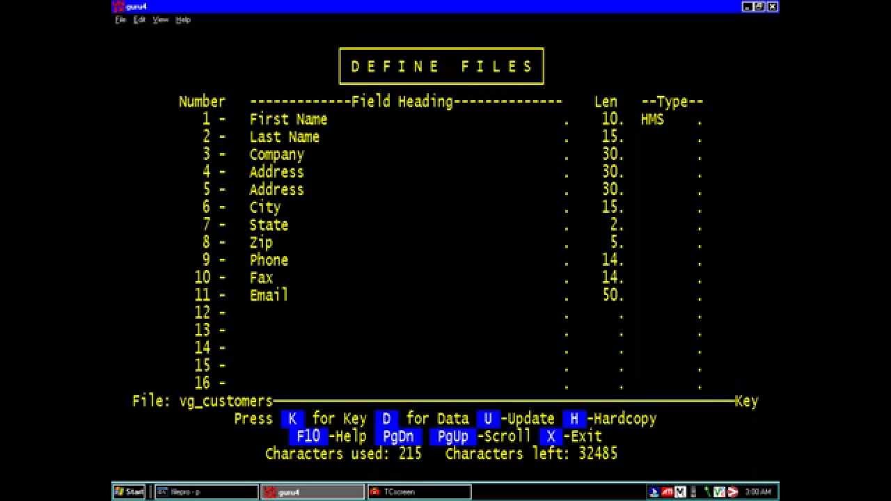 Filepro - Chapter 1 -Define files Key/Data - YouTube