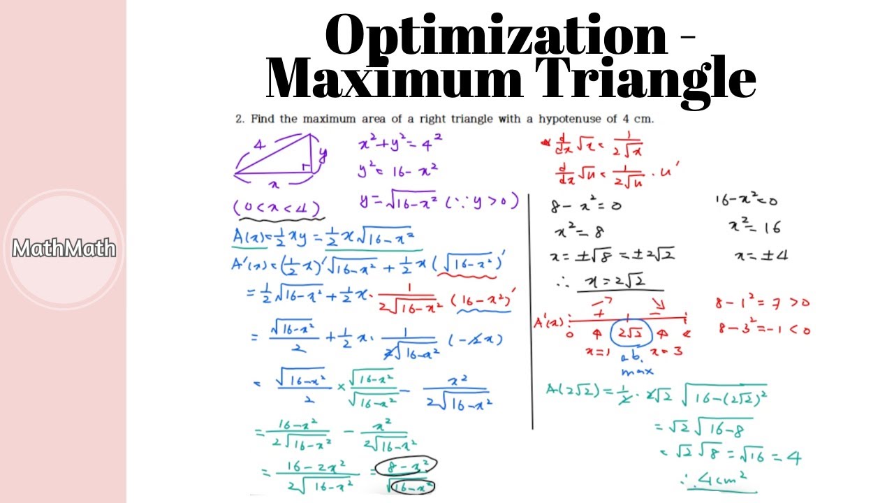 Differentiation - HOW TO: Optimization Problems - Maximum Triangle ...
