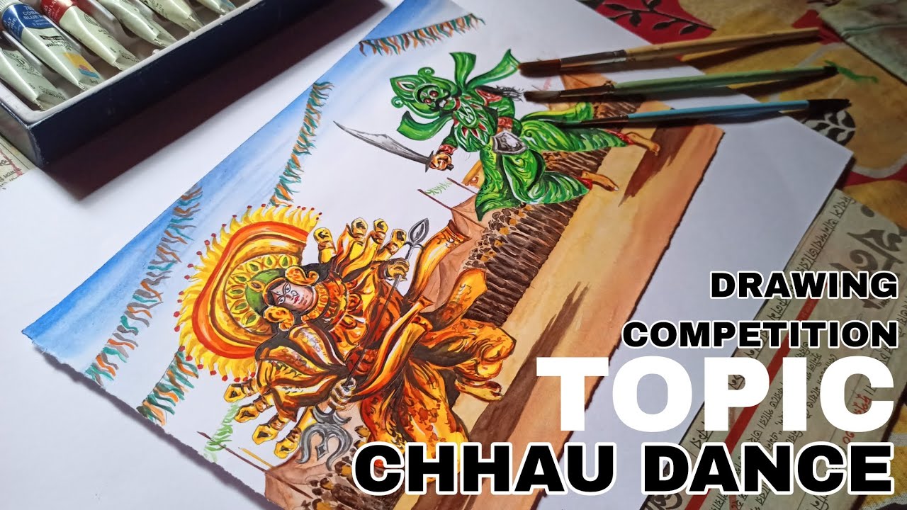 Drawing Topic: Chhau Dance and Durga Pujo | Step by Step Watercolour ...