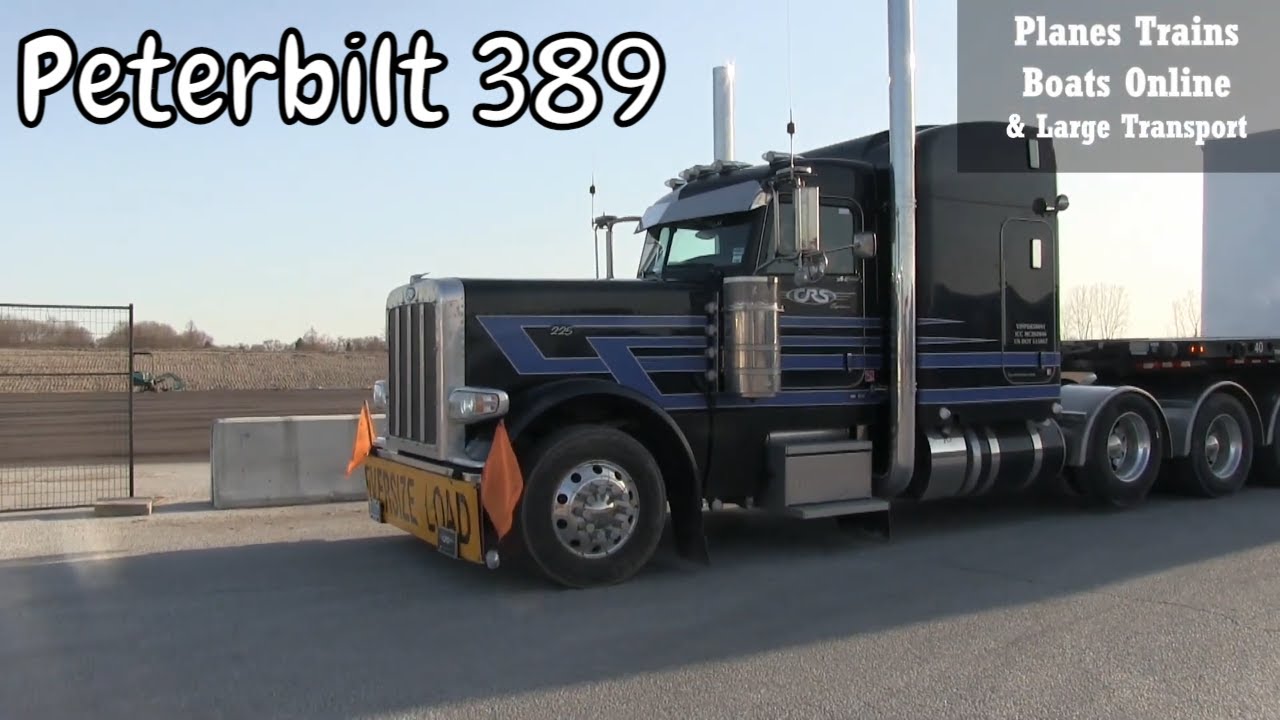 Black Peterbilt 389 With Oversize Load At Truck Stop Off The 402 - YouTube