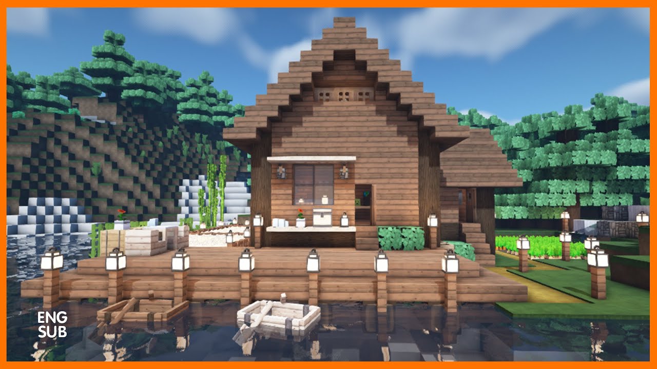 Minecraft : How to Build a Riverside House วิธีสร้างบ้านริมน้ำ - YouTube