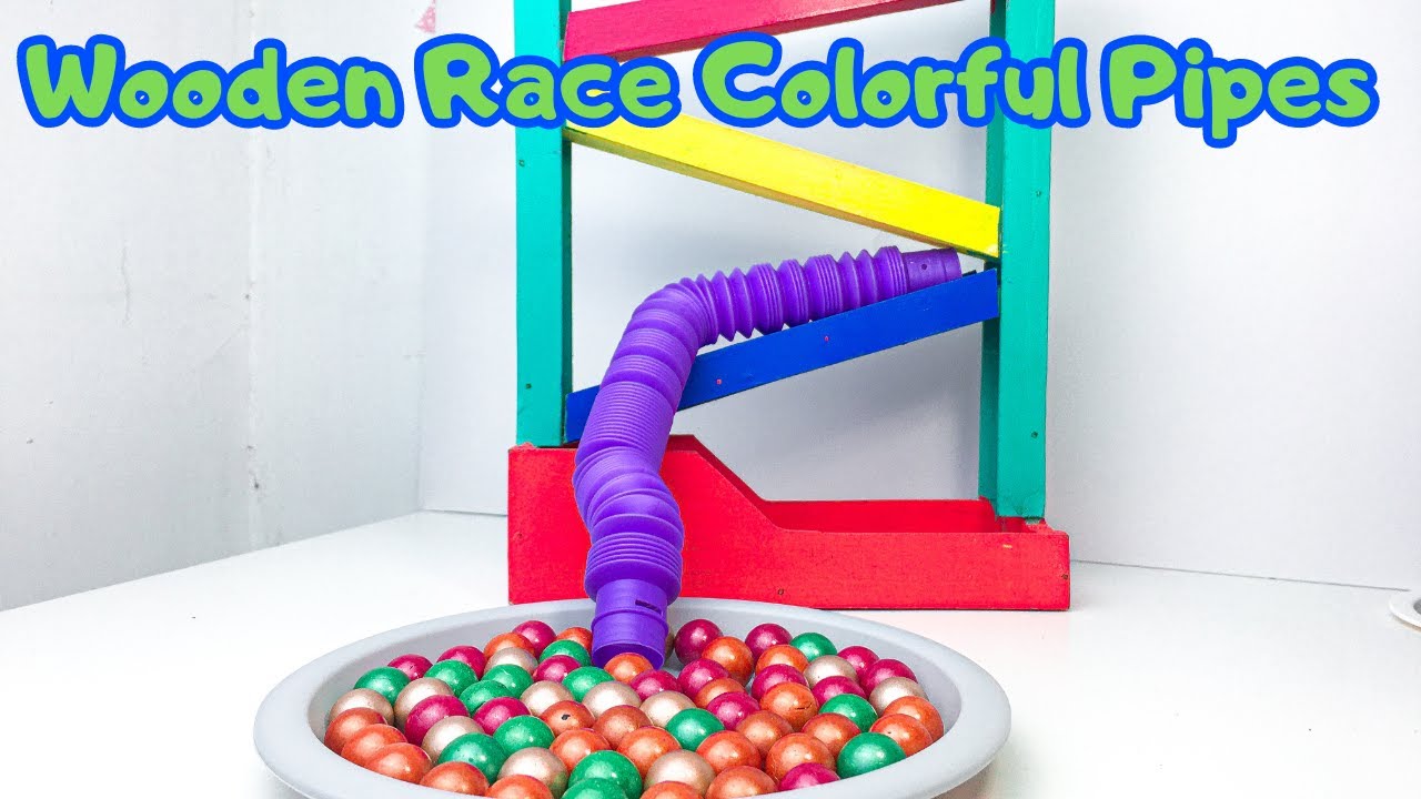 Marble Run Race ASMR Wooden Marble Run & Colorful Pipes - YouTube