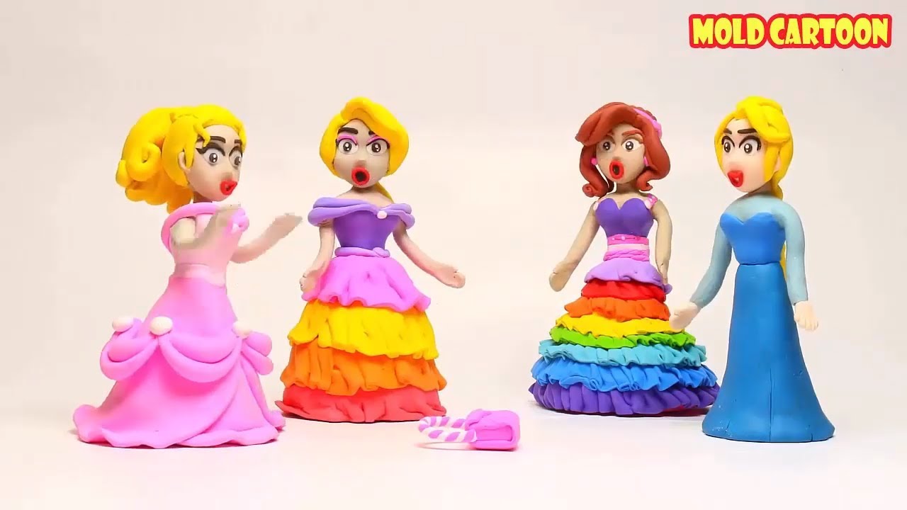 Princess & Panda 💖 Play-Doh 💖 Mold Cartoon - YouTube