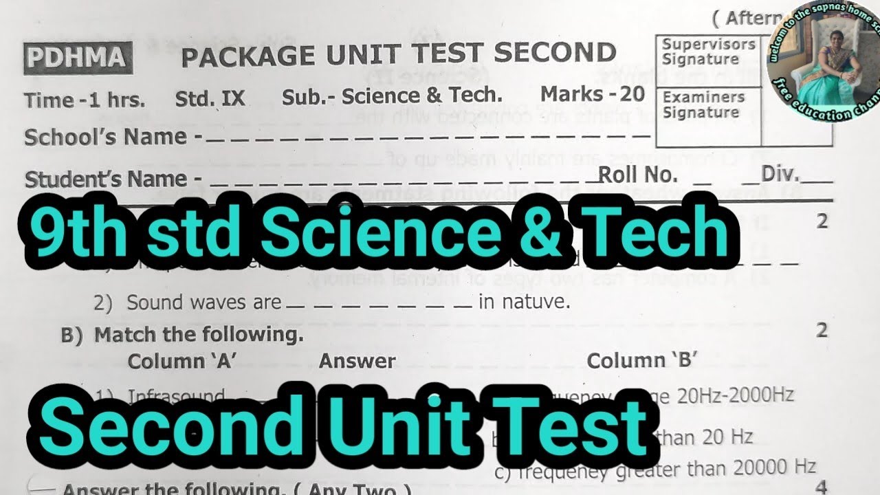 class 9 science & tech. second unit test question paper 2023 - YouTube