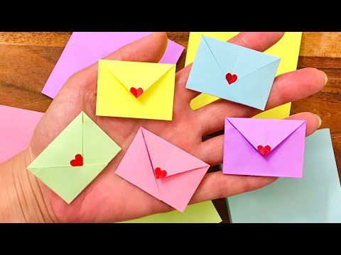 How to fold Easy Origami Envelope - Sticky Note Origami Easy Envelope - Mini Origami Heart Envelope
