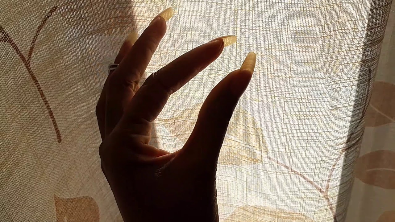 Perfect bare long nails by our hand model Adriana (october 2020) - YouTube