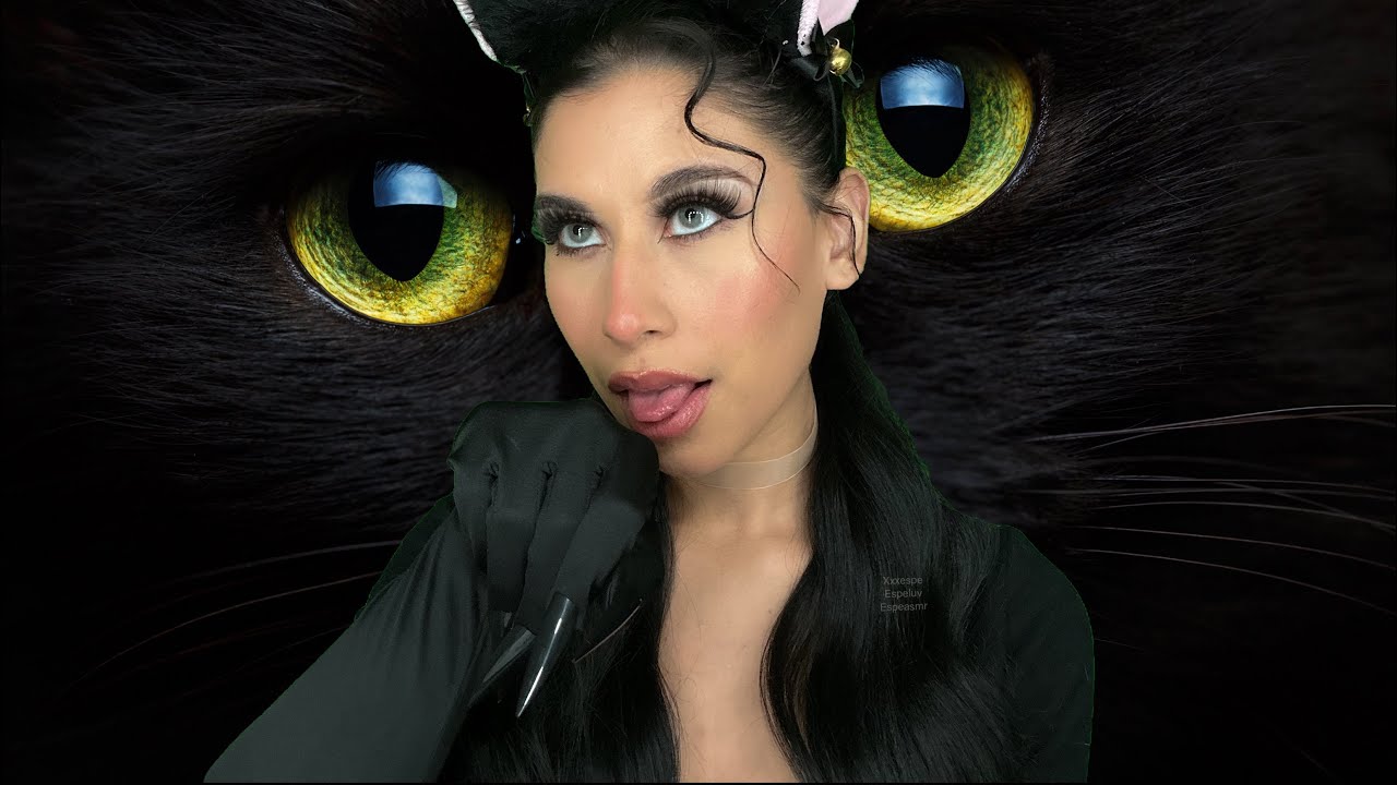ASMR Cat Girl Cosplay 🐈‍⬛ (Purring, Licking, Scratching) - YouTube