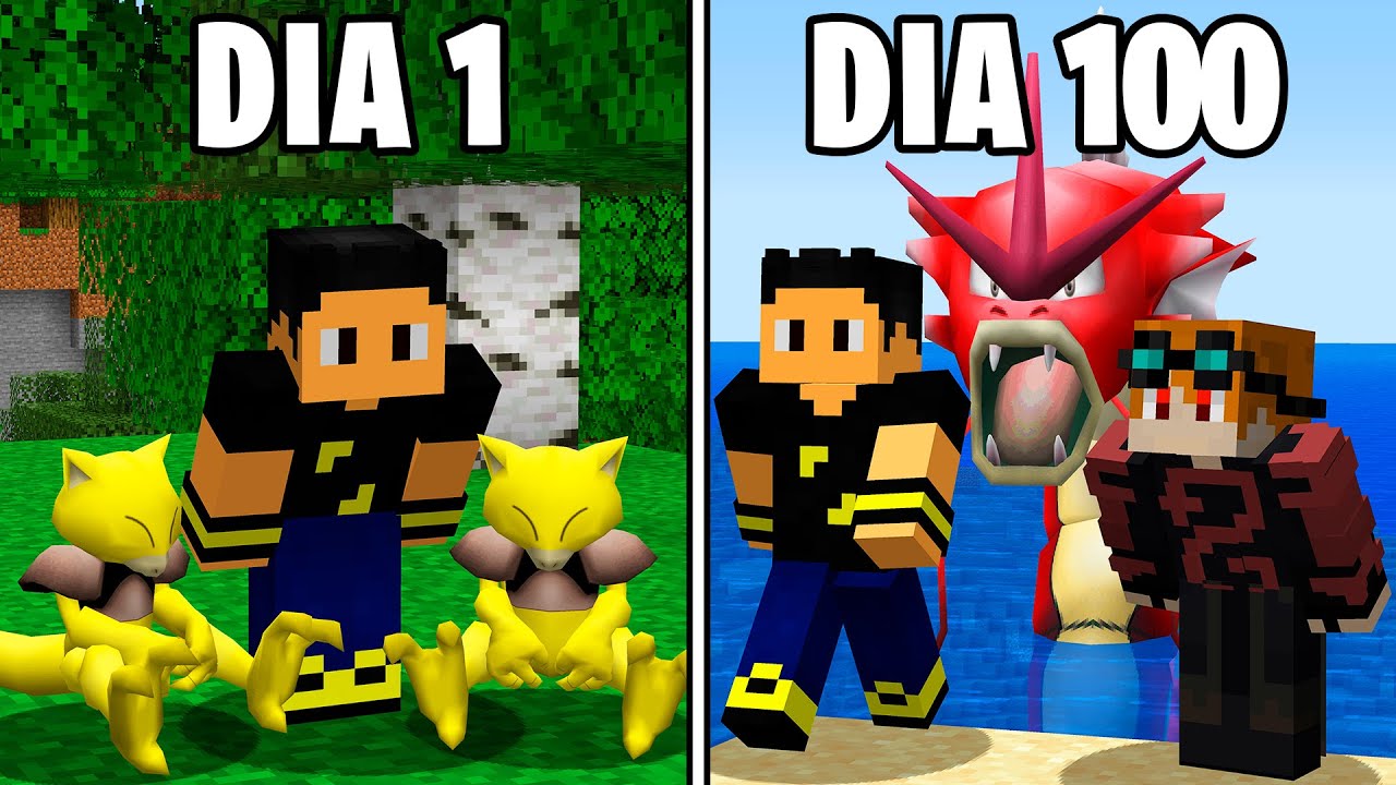 Sobrevivi 100 Dias Com Youtubers de Pokémon no Minecraft Pixelmon - O ...