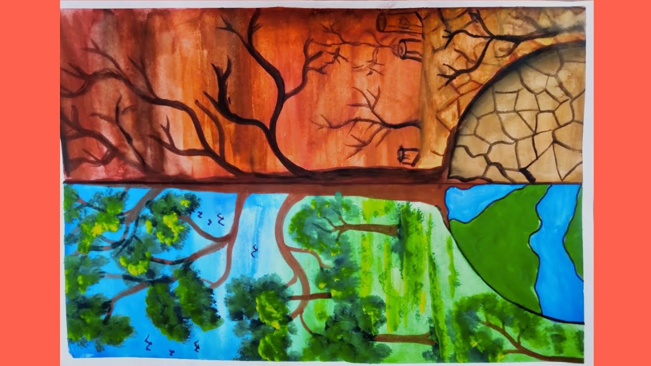 Save Trees | Drawing for school project / Competition | Drawing easy ...