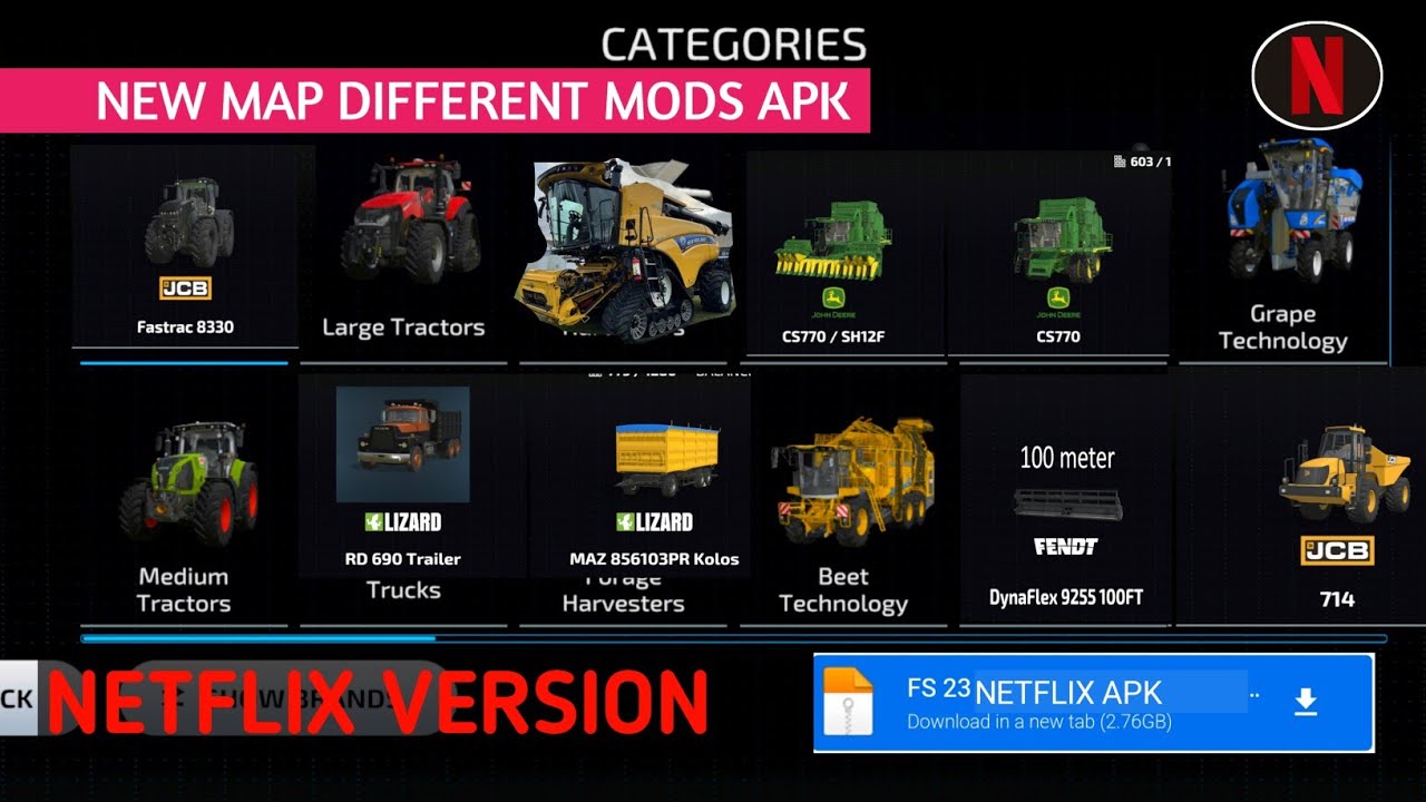 Farming simulator 23 New map With Different Mods Fs 23 Netflix Apk ...