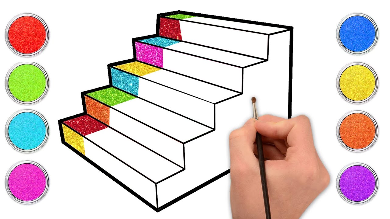 How to Draw 3D Stairs | Drawing & Coloring for Kids | Cute and Easy ...