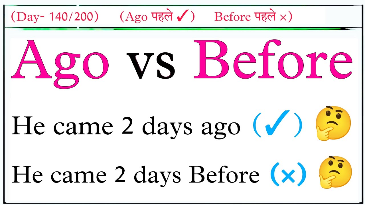 Difference between Ago and Before | Full use of Ago and Before ...