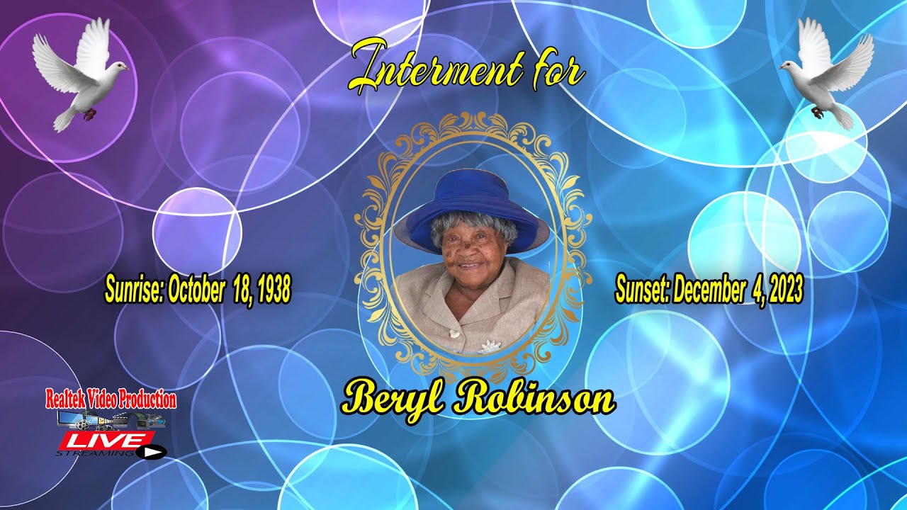 INTERMENT FOR BERYL ROBINSON - YouTube