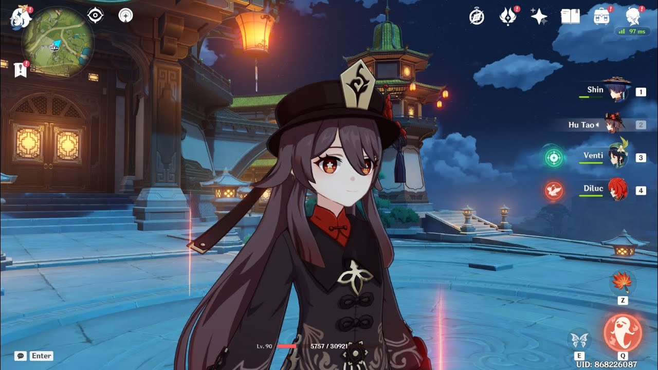 Hu Tao World record longest charged attack Genshin Impact (Full Screen ...