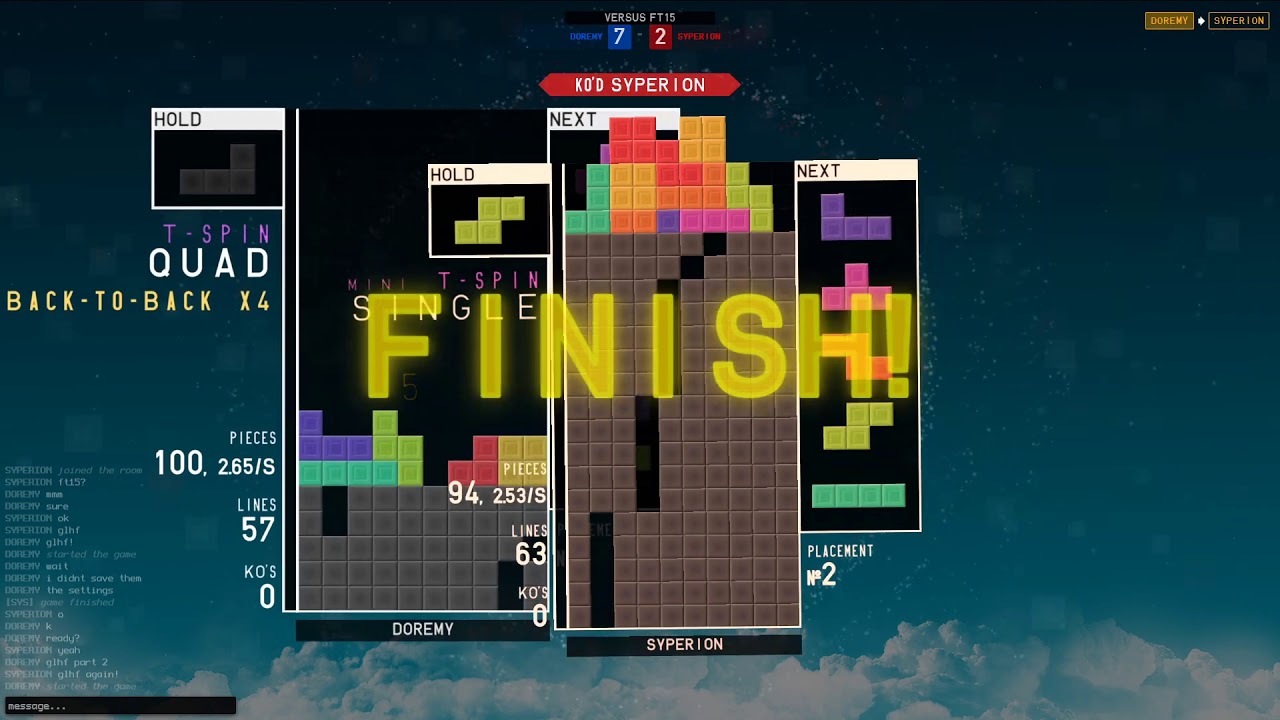 [TETR.IO] Doremy vs. Syperion, first to 15 wins (11-02-2020) - YouTube
