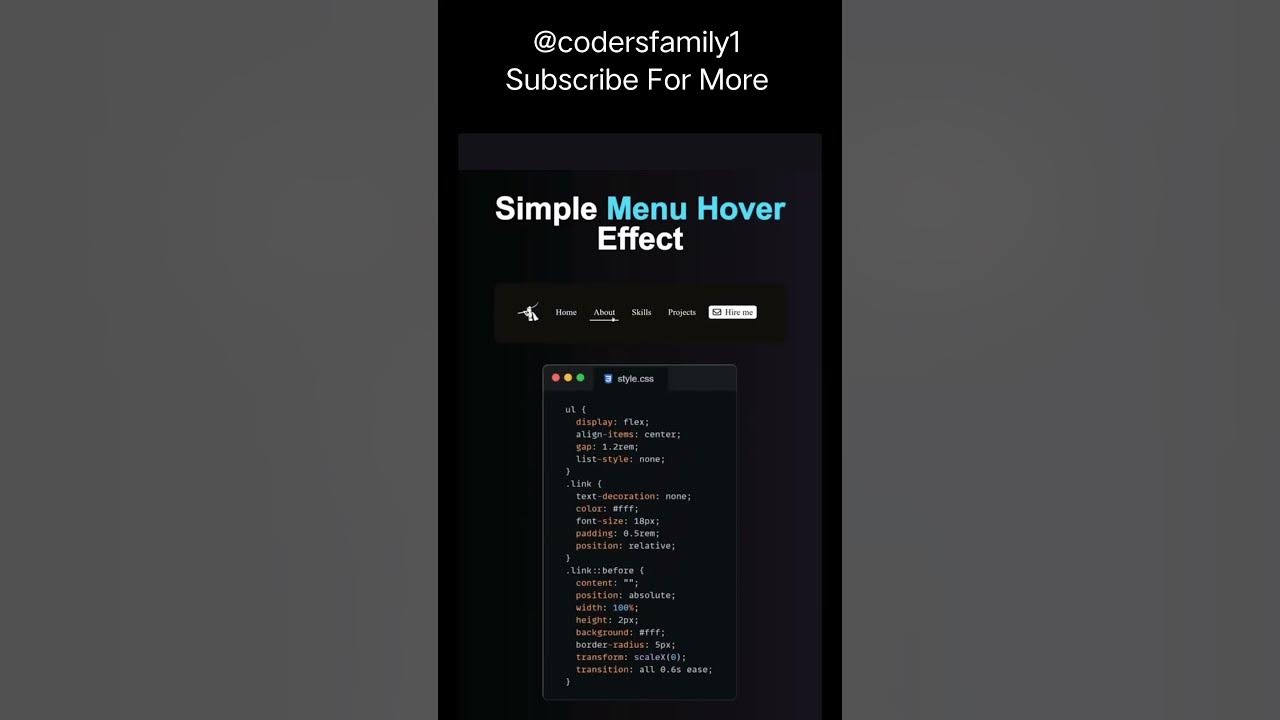 Simple menu hover effect #simple #menu #hover #effectfect #coding #webdesign - YouTube