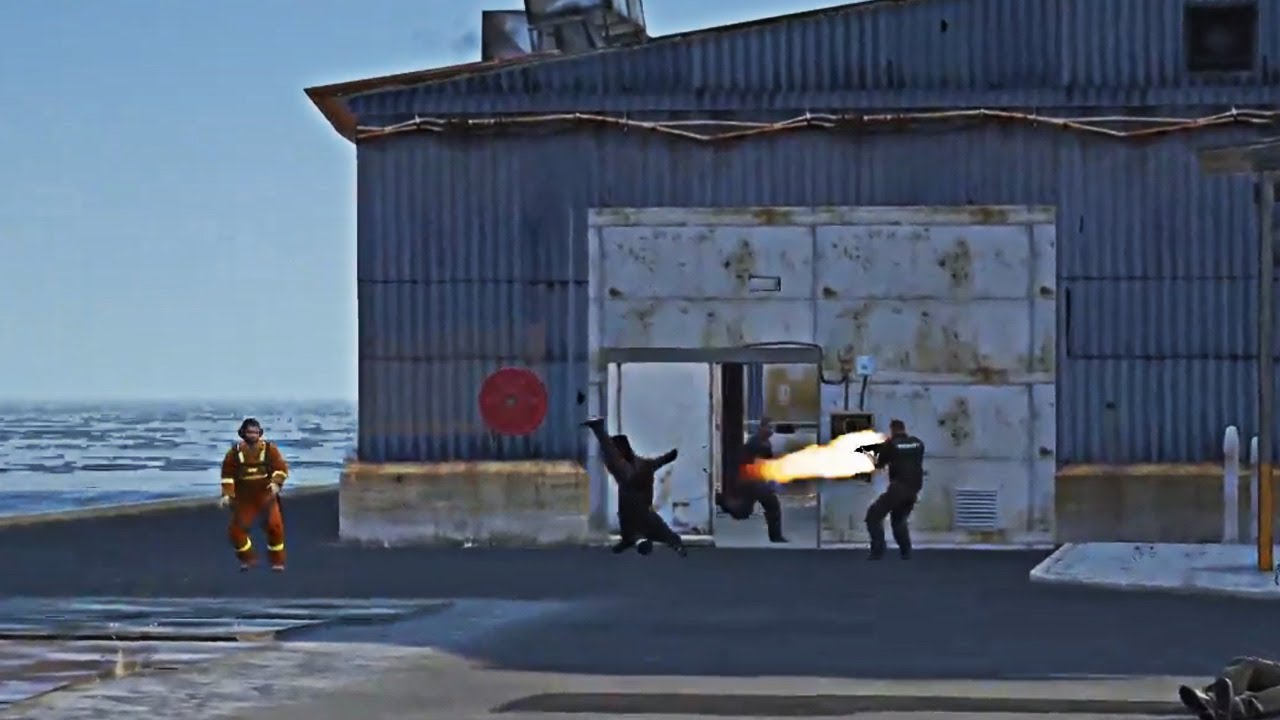 The Cops POV of Mr. K getting sprayed down with AR's at Merryweather ...