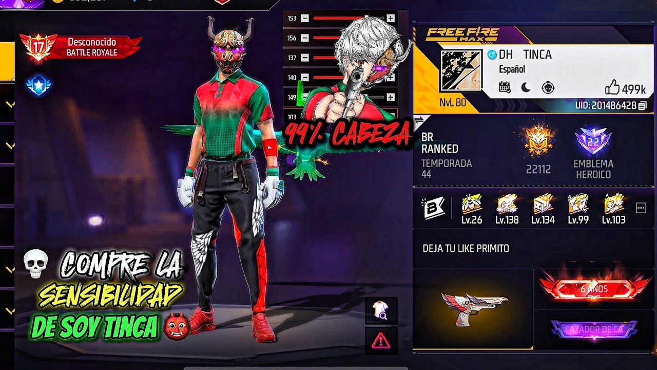 COMPRE LA MEJOR SENSIBILIDAD *SOYTINCA*👹 CON Y SIN DPI PARA DAR SOLO ROJO EN FREE FIRE 2025 ...