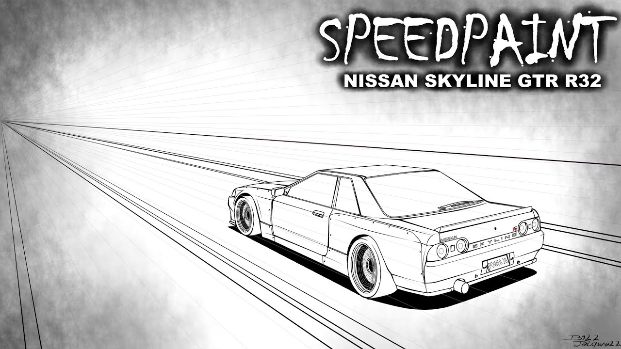DRAWING A SKYLINE R32 | SPEEDPAINT | MOUSEDRAW (PART I) - YouTube