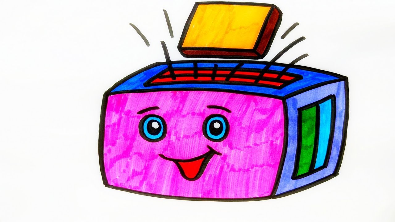 How to draw Cute Toaster. Easy. Step by step. Drawing for kids. Як ...