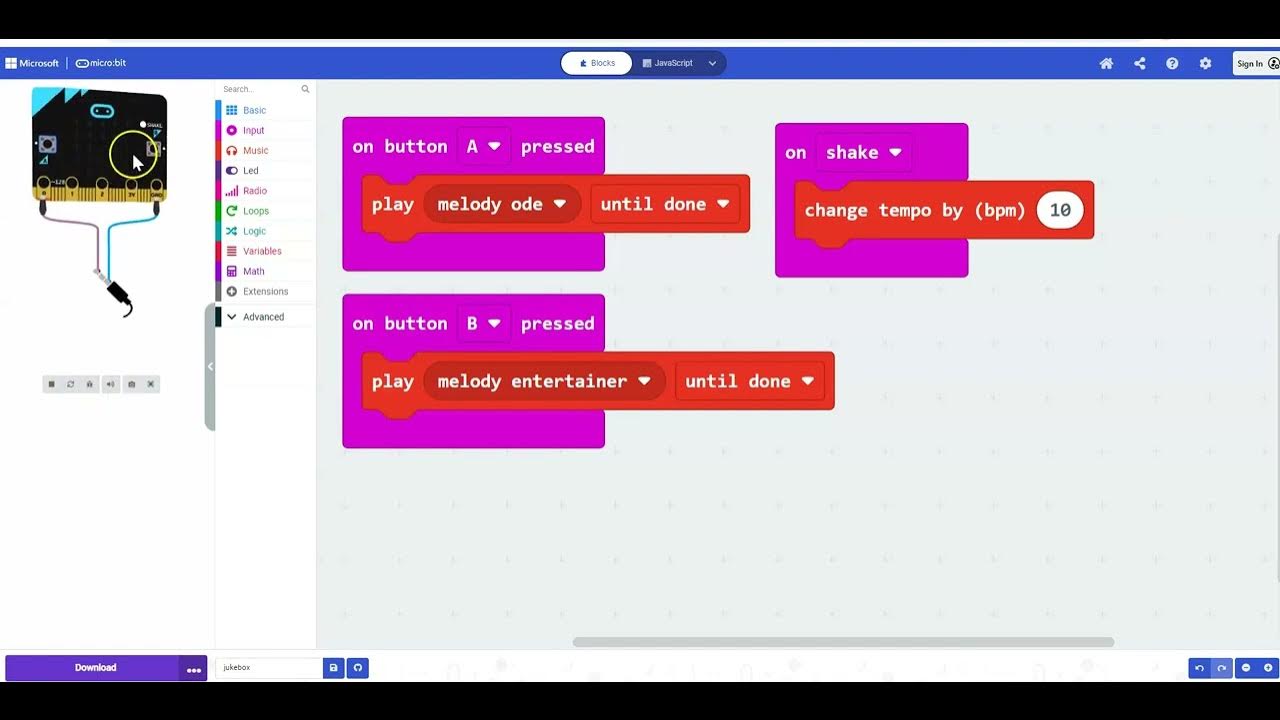 Creating a simple jukebox by coding the micro:bit with makecode. - YouTube