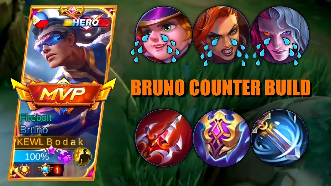 BRUNO COUNTER BUILD AGAINST META HEROES | BRUNO BEST BUILD AND EMBLEM ...