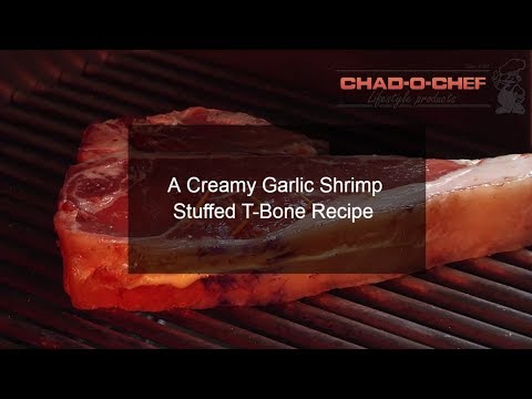 Creamy Garlic Shrimp stuffed T-Bone aka Surf and Turf - A BraaiBoy TV recipe