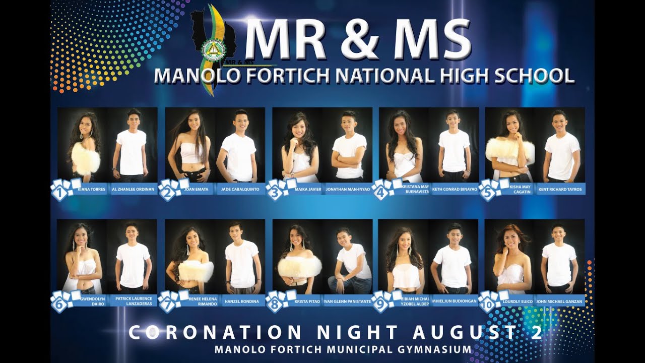 Mr. & Ms. Manolo Fortich National High School 2016 Candidates - YouTube