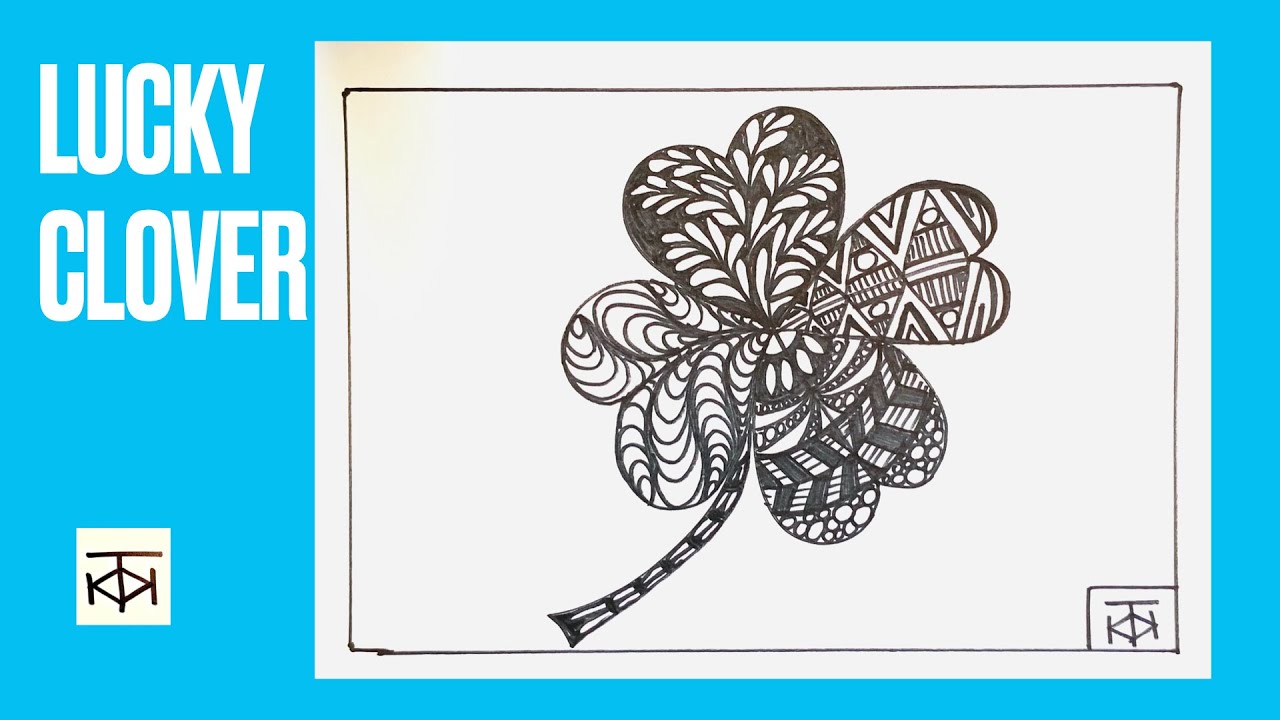 Lucky 4 leaf Zentangle Clover 🍀 for beginners: patterns and lines for ...
