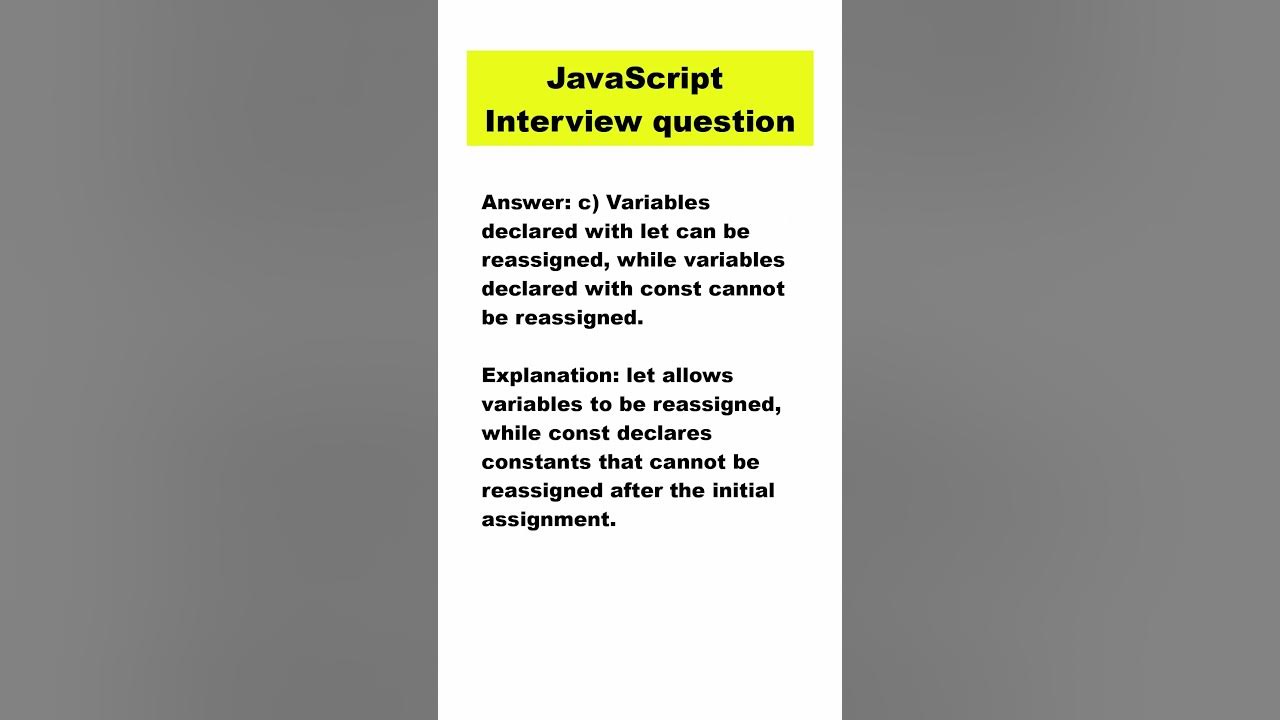 JavaScript Interview Question #8 let and const|codebrainexecution - YouTube