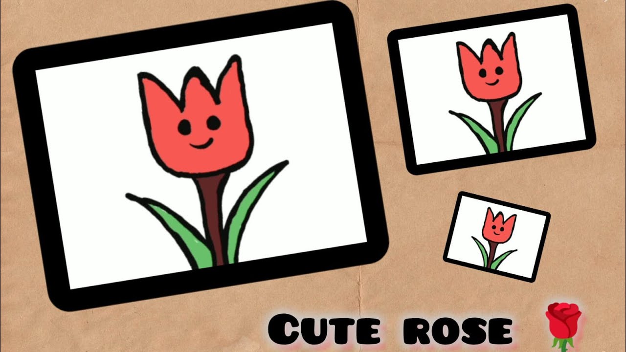 How To Draw Cute Rose🌹🌹🌹🌹 Drawing Step By Step Drawing Youtube