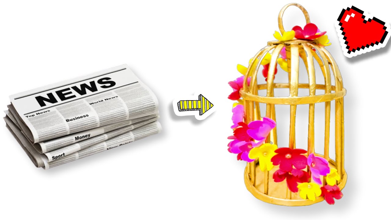 Newspaper Cage //DIY Home Decoration Idea //paper craft idea - YouTube