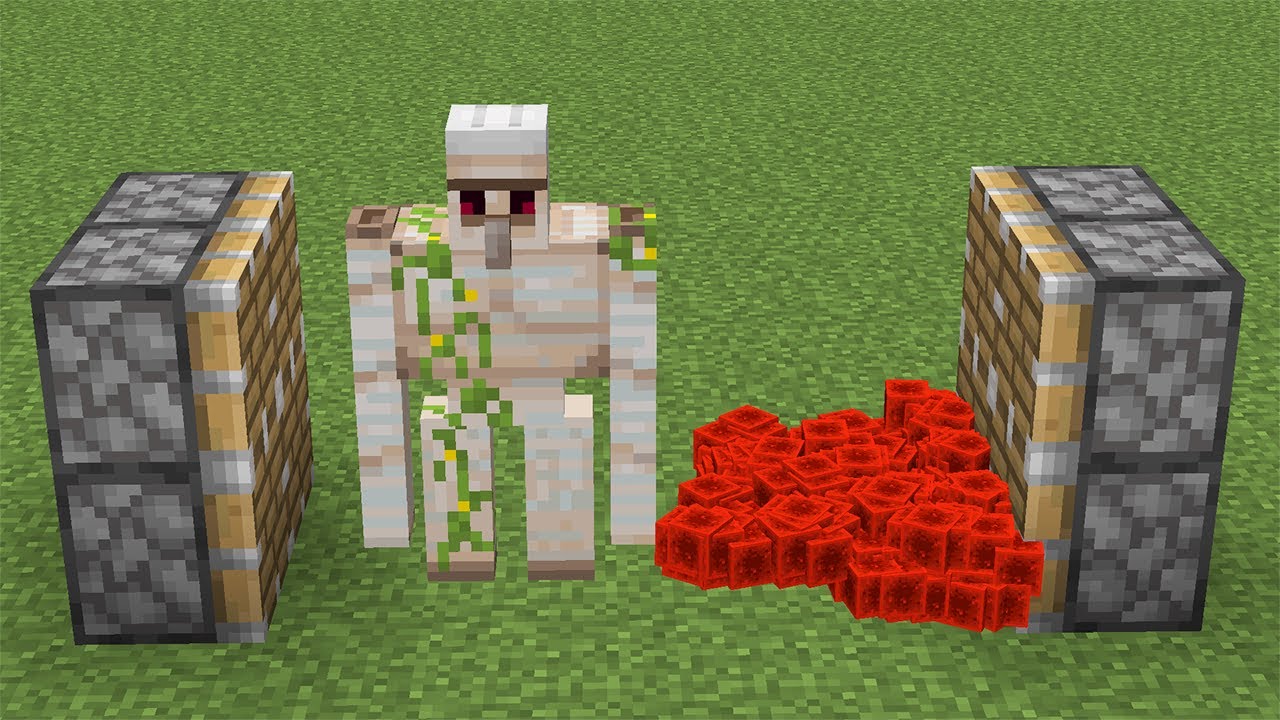 iron golem + block of redstone = ??? - YouTube