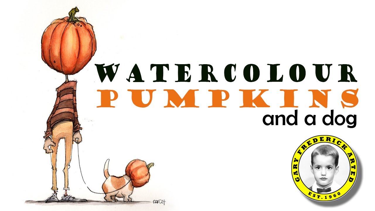 Watercolor pumpkins. Line and wash character study. - YouTube