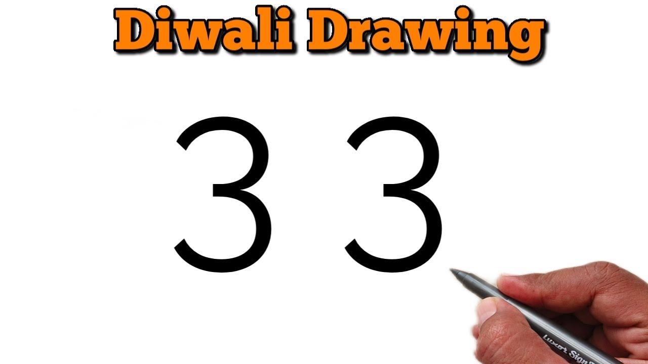 Diwali Special Drawing | How to draw beautiful drawing from number 3 ...
