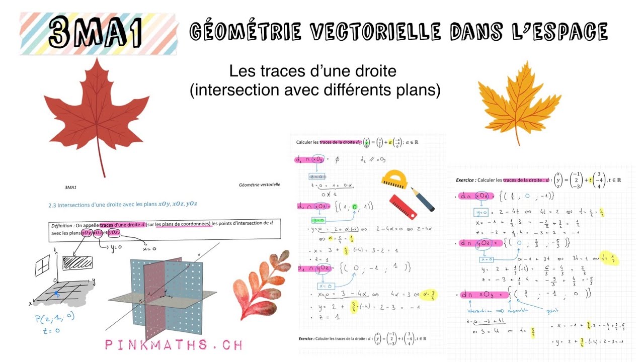 3ma1- Traces d’une droite (géométrie vectorielle dans l’espace) - YouTube