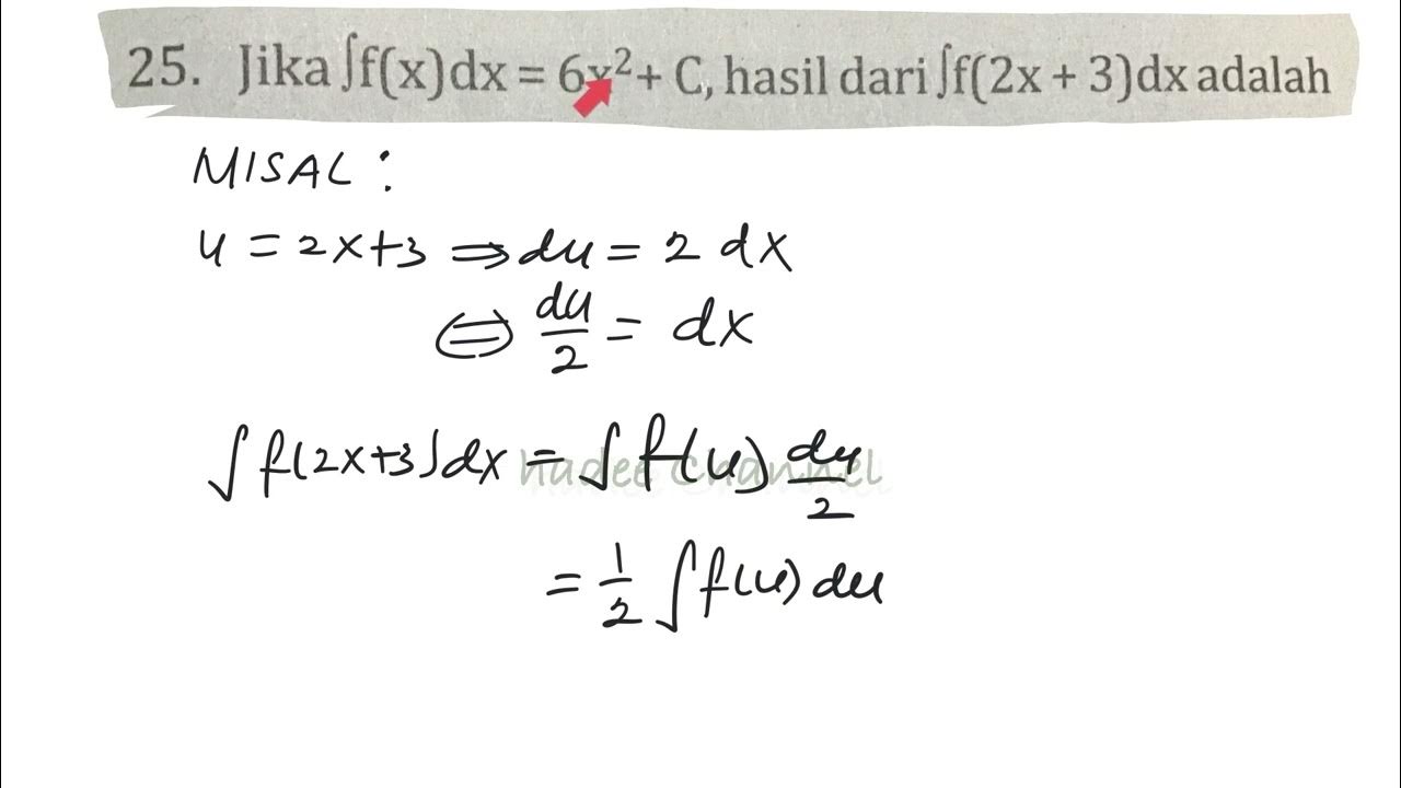 jika integral f(x)dx=6x²+c,hasil dari integral f(2x+3) dx adalah - YouTube