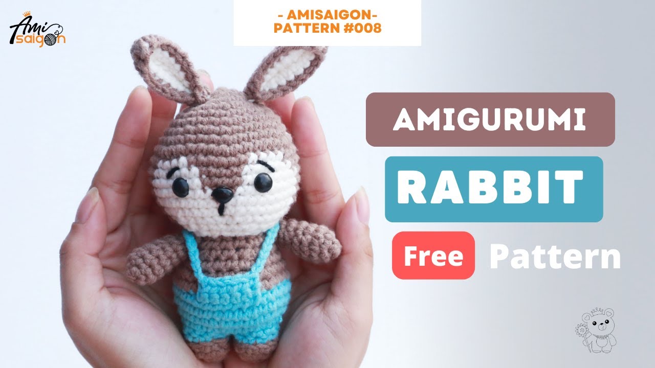 #008 Rabbit with Overall Amigurumi free crochet pattern | Step-by-Step ...