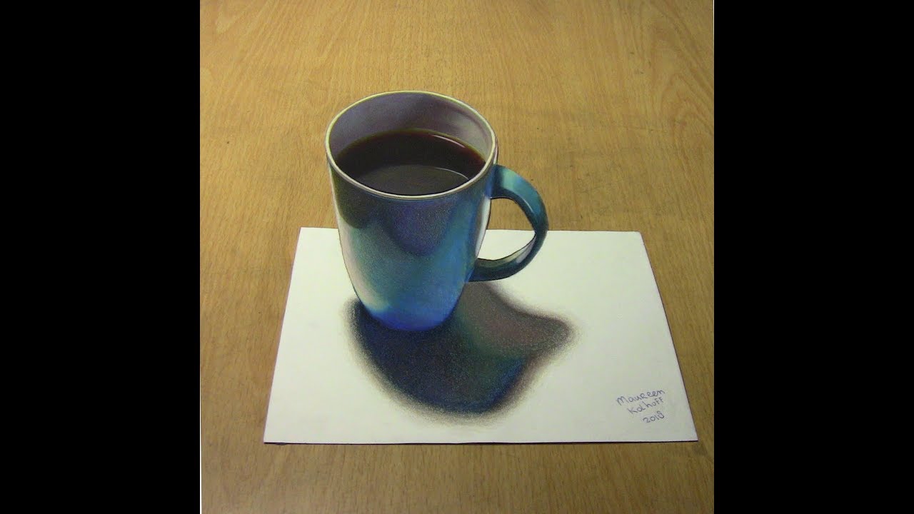 3D Drawing Cup of Coffee - YouTube