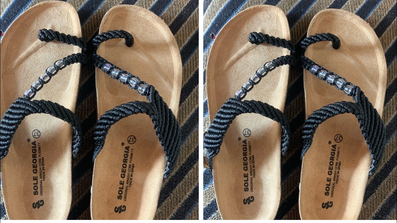 DIY Macrame Slippers (Macrame en sandalia ) - YouTube