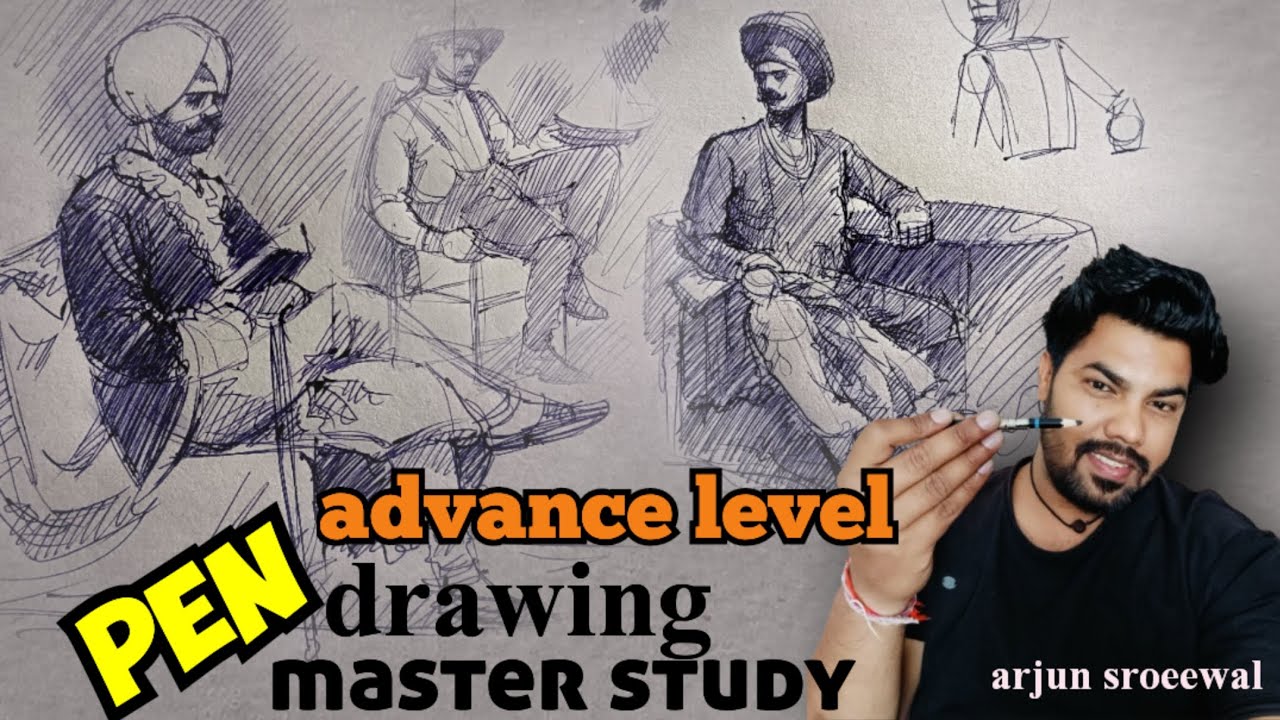 Advance level pen sketch || How to draw figure sketch || step by step ...