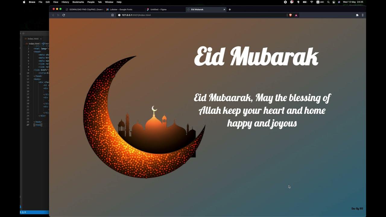 Eid Mubarak - Web Page using Html and CSS time-lapse - Page Link In Description - YouTube
