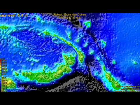 Rabaul, Papua New Guinea, (z+c) sea level rise -135 - 65 m